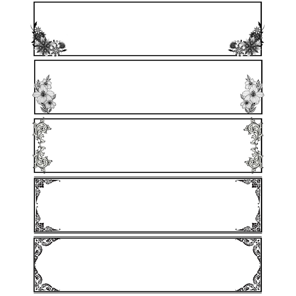 "Black Pattern Border" "Size 7x26.5 Inches" "50 Cards" ""Printing Paper ...
