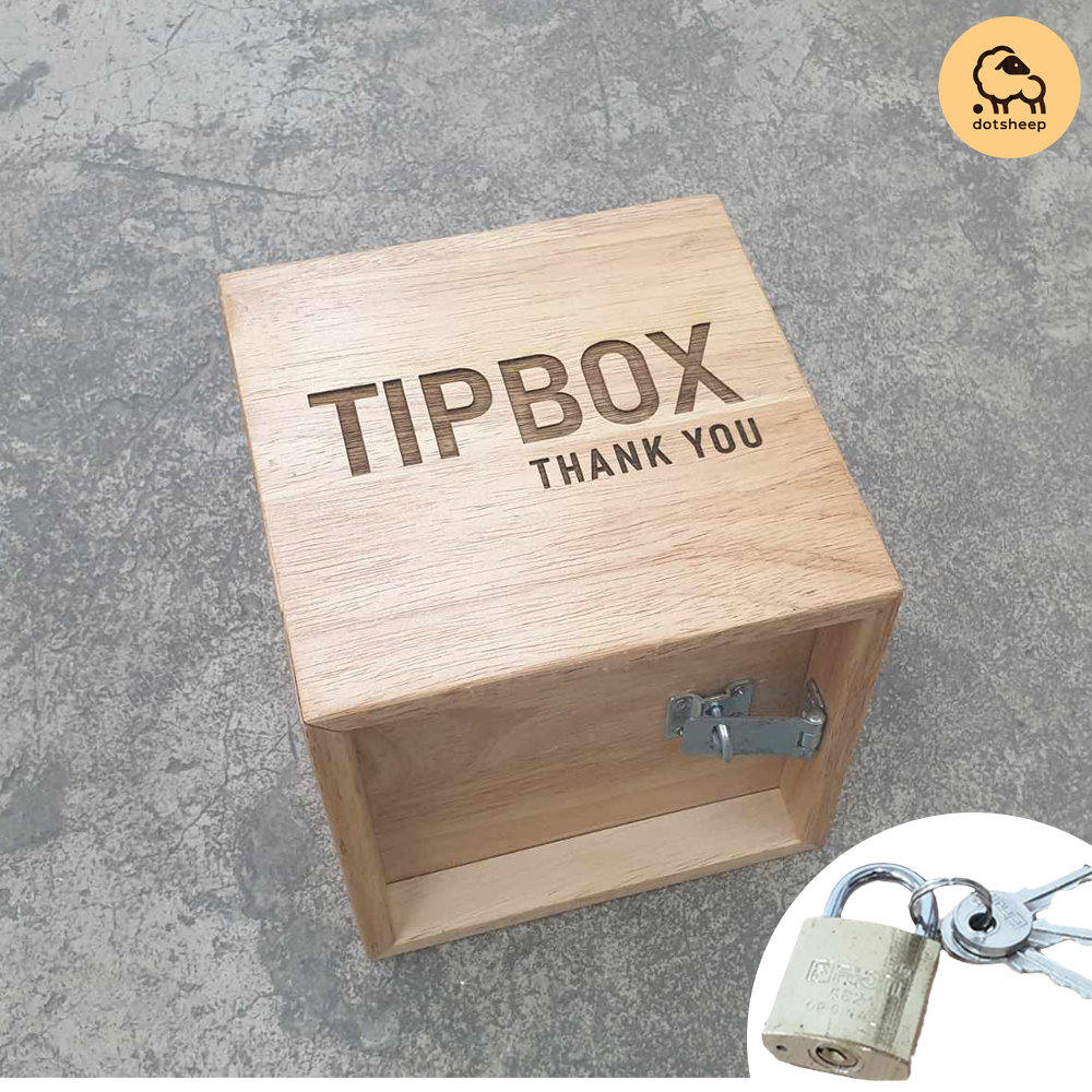 Dotsheep Tip box Wood Tipbox For Money And Cafe Restaurant-Free!Key ...