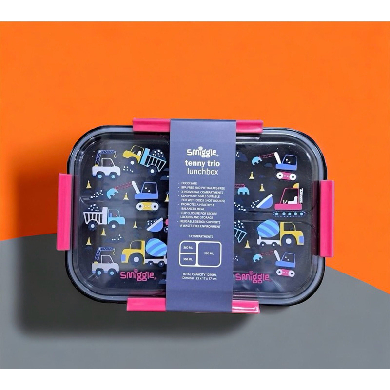 smiggle lunchbox tenny trio 3-Compartment Divided Lunch Box | Shopee ...