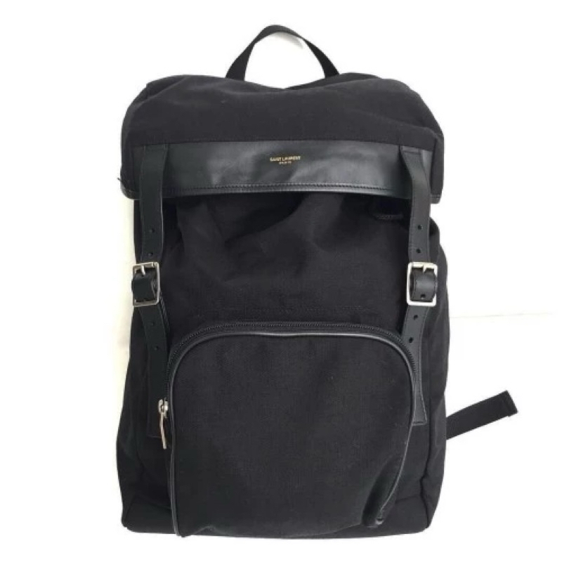 YSL Backpack Unisex Black Leather Nylon Fabric Genuine 1 Not Authentic ...