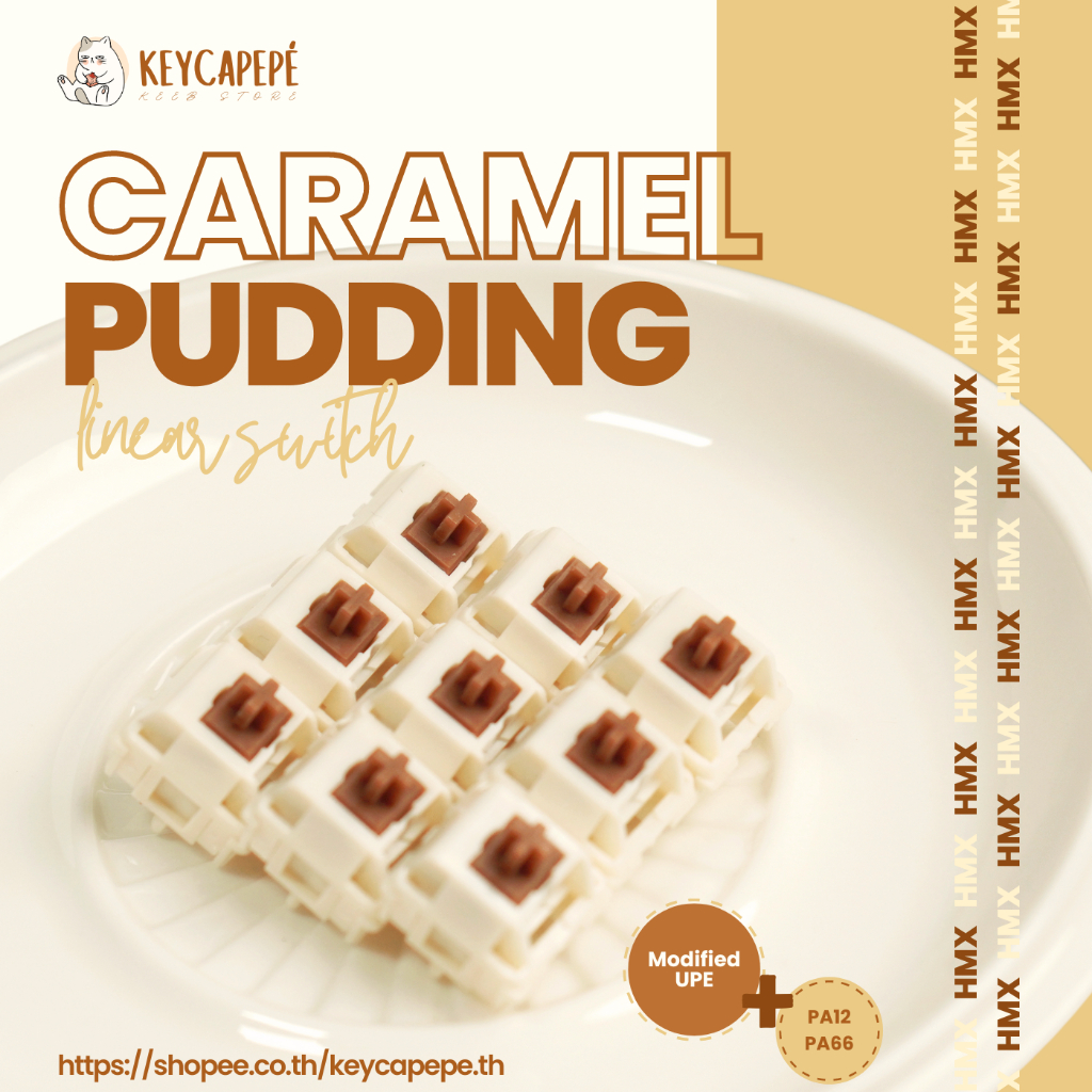 HMX Caramel Pudding linear switch (10pcs) pre lubed 1-Stroke pre-Loop ...