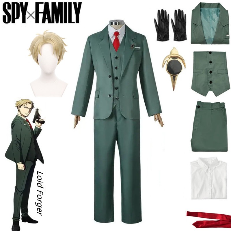 Spy X Family Loid Forger Cosplay Costume Light Green Dress Golden Short ...