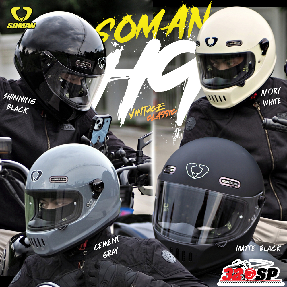 SOMAN Helmet Model H9 Vintage Style Classic Retro New Fast Delivery ...