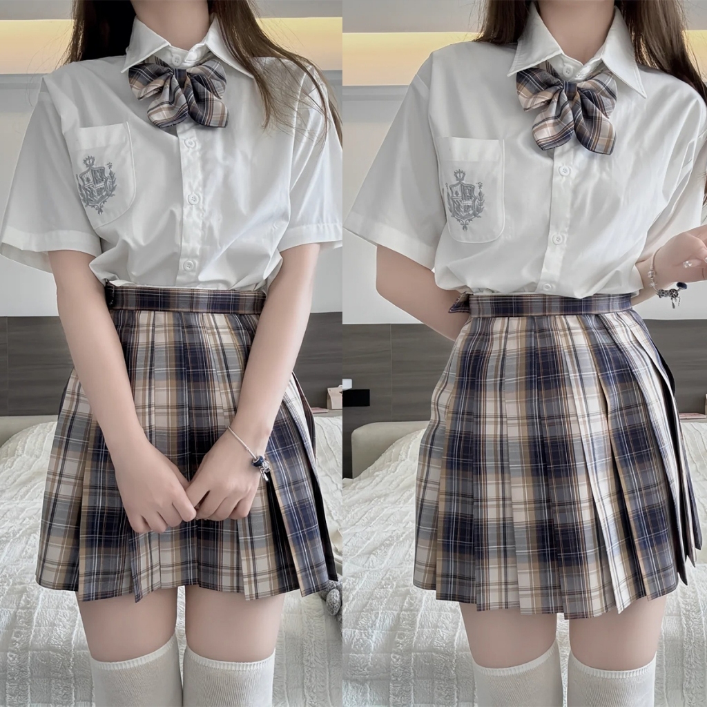 JK Uniform Set Japanese School Look Folded Skirt + Short Sleeve Shirt + Butterfly Bow. Ship From ...