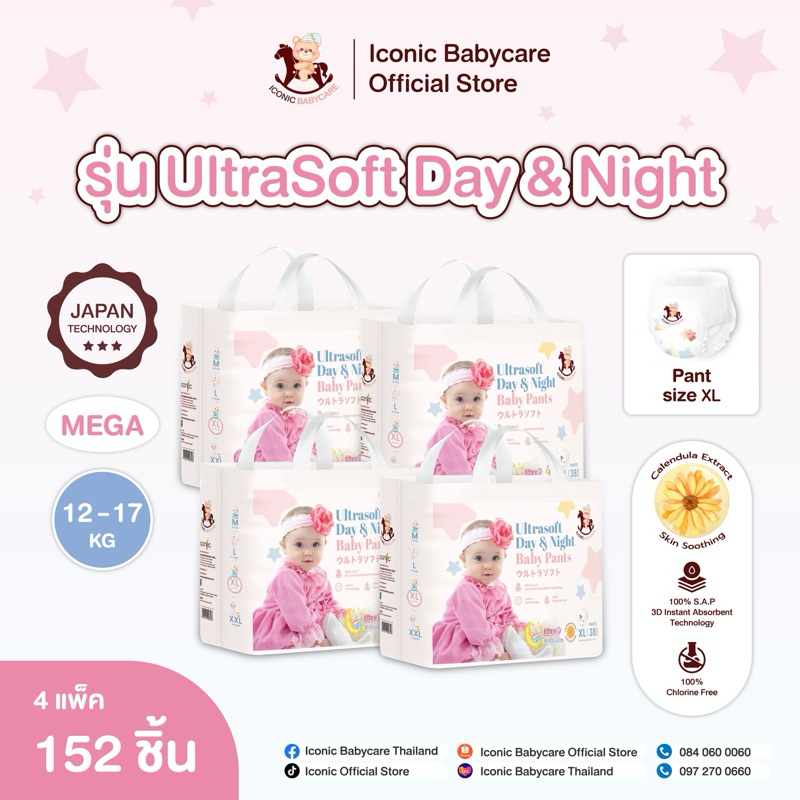 Pampers iconic babycare Model Ultra soft (Carton/4 Packs) Pants Day And ...