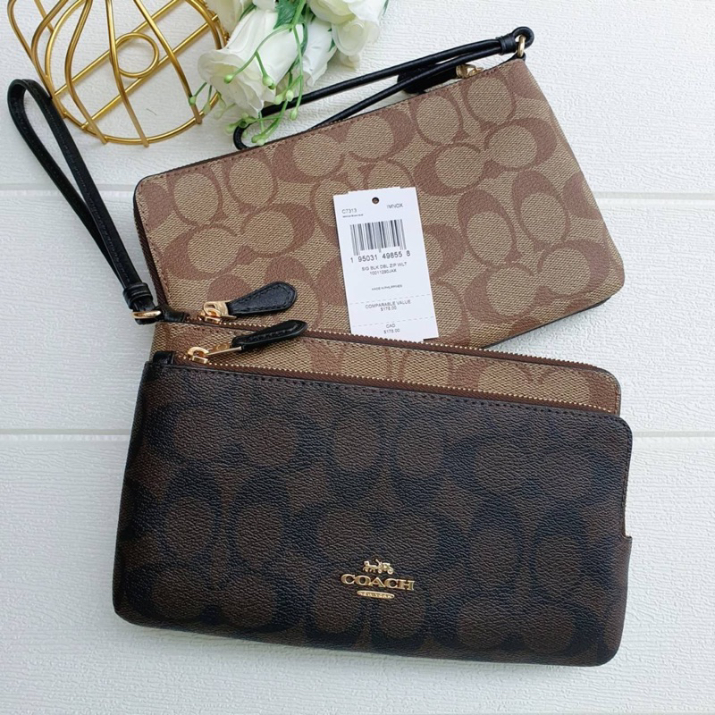 COACH C7313 DOUBLE ZIP WALLET IN SIGNATURE CANVAS | Shopee Malaysia