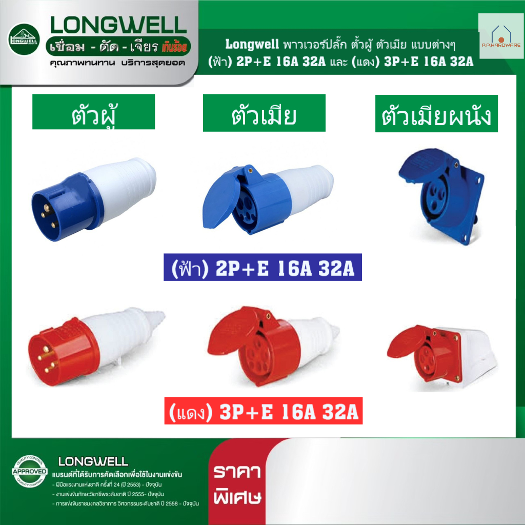 LONGWELL Power Plug Male Female Wall 2P+E 16A 32A IP44 And 3P+E 16A 32A ...