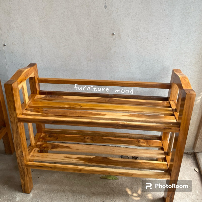 2/3/4 Teak Shoe Rack Multi-Purpose Storage Made From Real Wood Painted ...