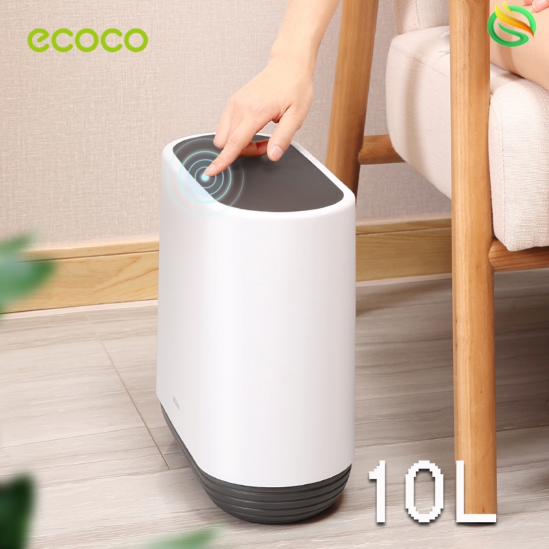 Ecoco Bathroom Dustbin 10l Built-In Double Layer Modern Narrow Trash ...