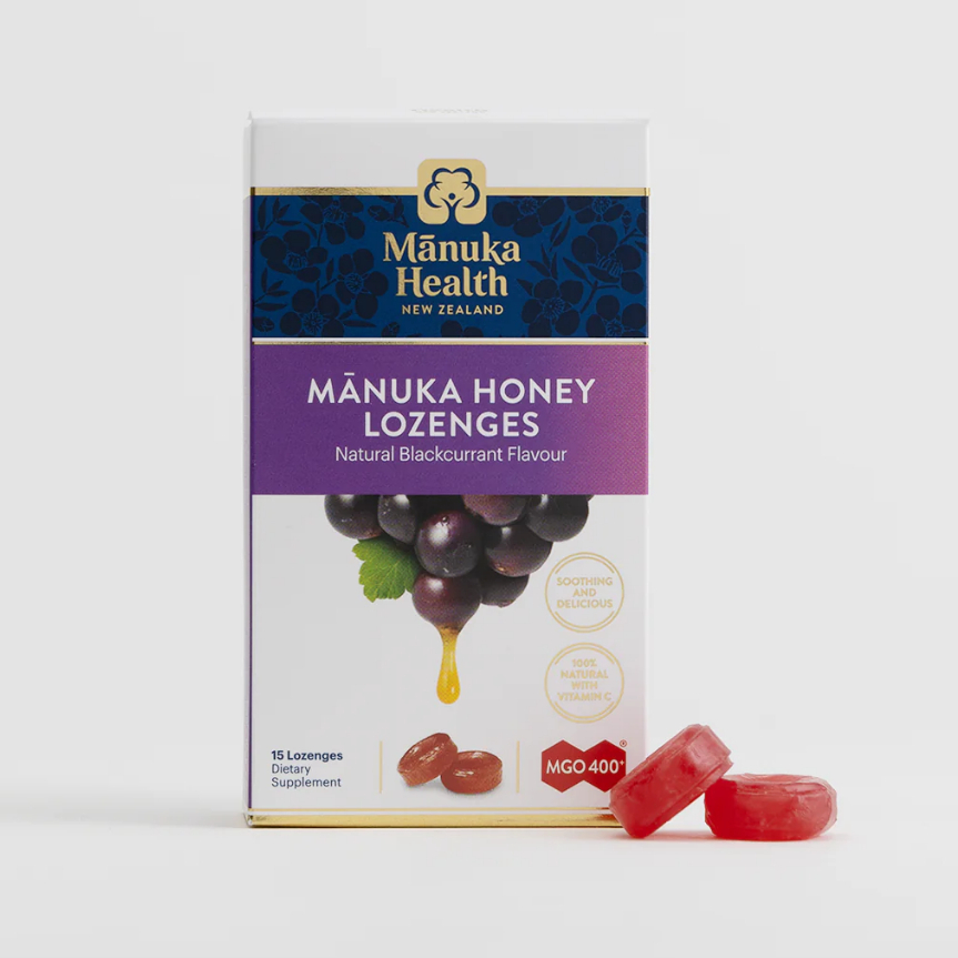 Manuka Health Lozenges Honey Blackcurrant Flavour Mānuka & (15 Tablets ...