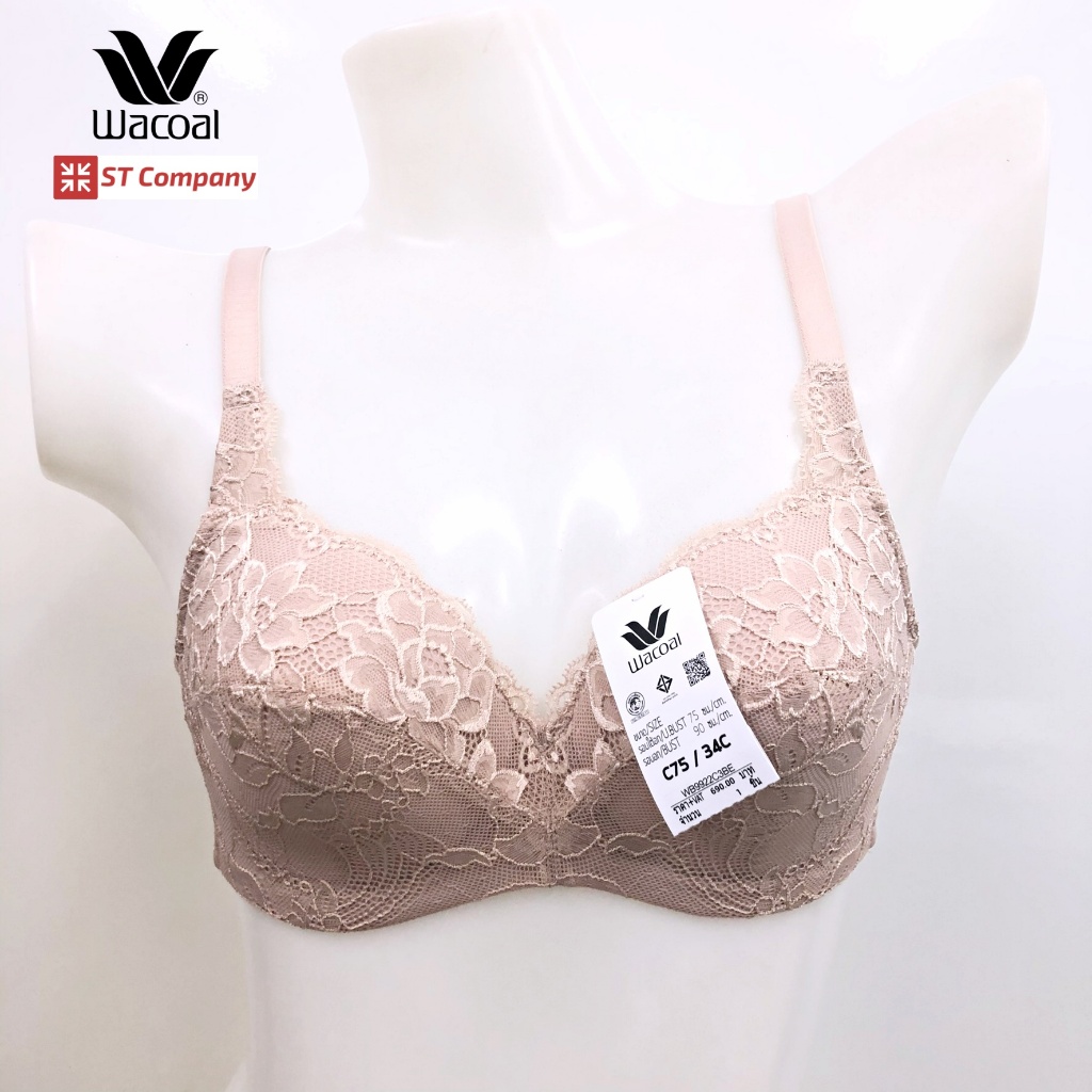 Wacoal Basic Bra Beige (Beige) Model WB9922 4/5 cup With Thin Bubble Padding Lace Pattern ...