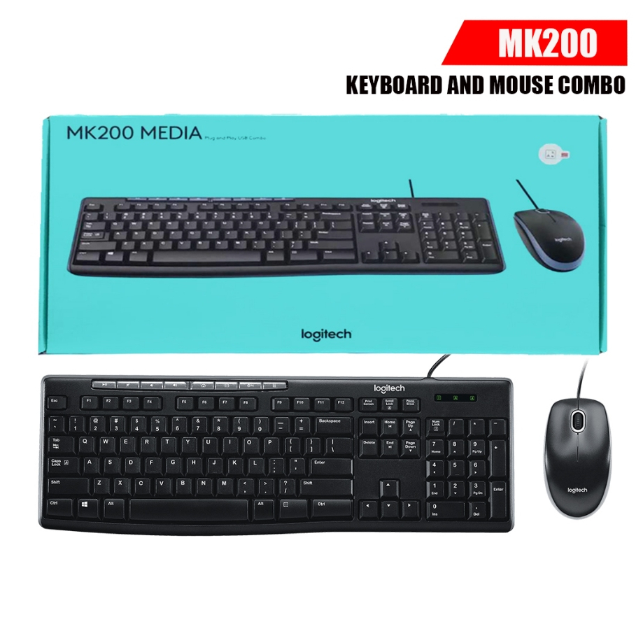 Logitech MK200 Media Desktop Multimedia Keyboard And Mouse Set 8 ...