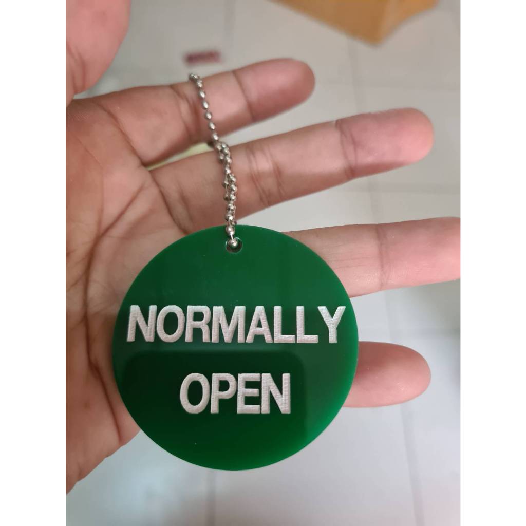 Valve Hanging Tag 1 Side Engraved Normally Open/Close English Acrylic ...