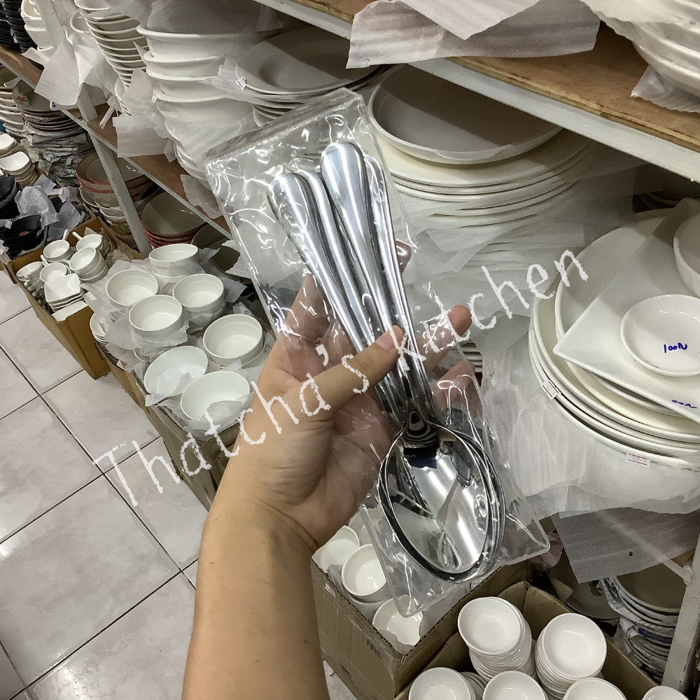 (FOFO) Flat Spoon With Rounded Tip Size 20.4 Cm. (1 Pack Contains 6 ...