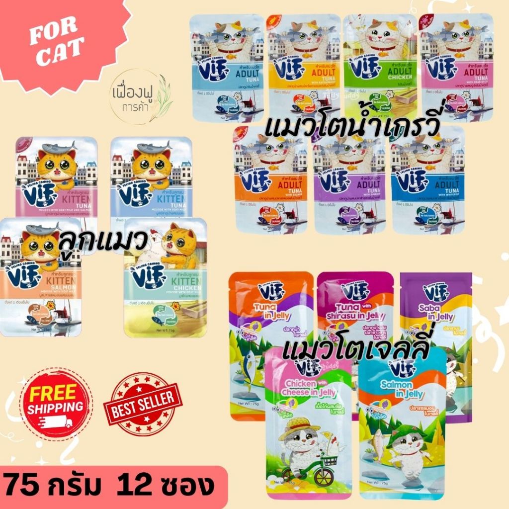 [Box 12 Sachets] VIF Felina Canino Cat Food With Wet Complete Formula ...