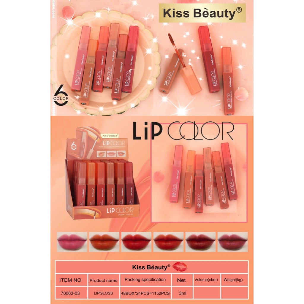 (24 Sticks)-Kiss Beauty Matte Color Liquid Lipstick A Lip Smooth Clear ...