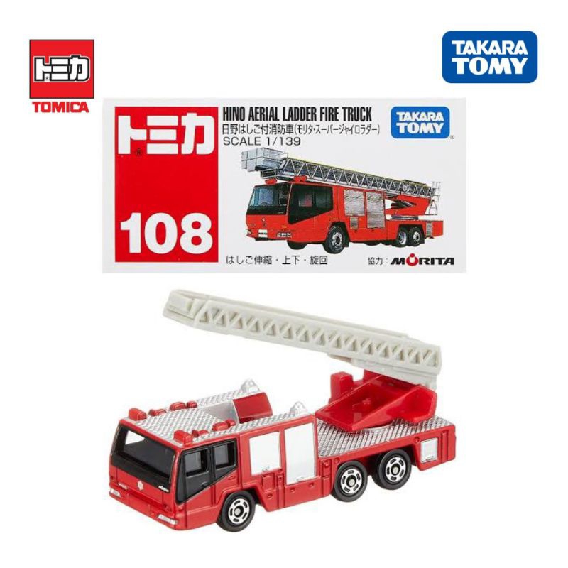 Takara Tomy Tomica No.108 Hino Aerial Ladder Fire Truck Die-Cast Morita | Shopee Malaysia