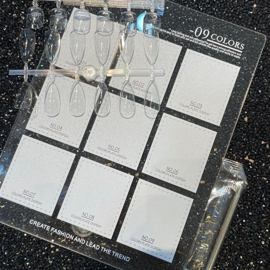 Clear Acrylic Nail Paint Chart 9 Color Charge Gel Art Display Stand ...