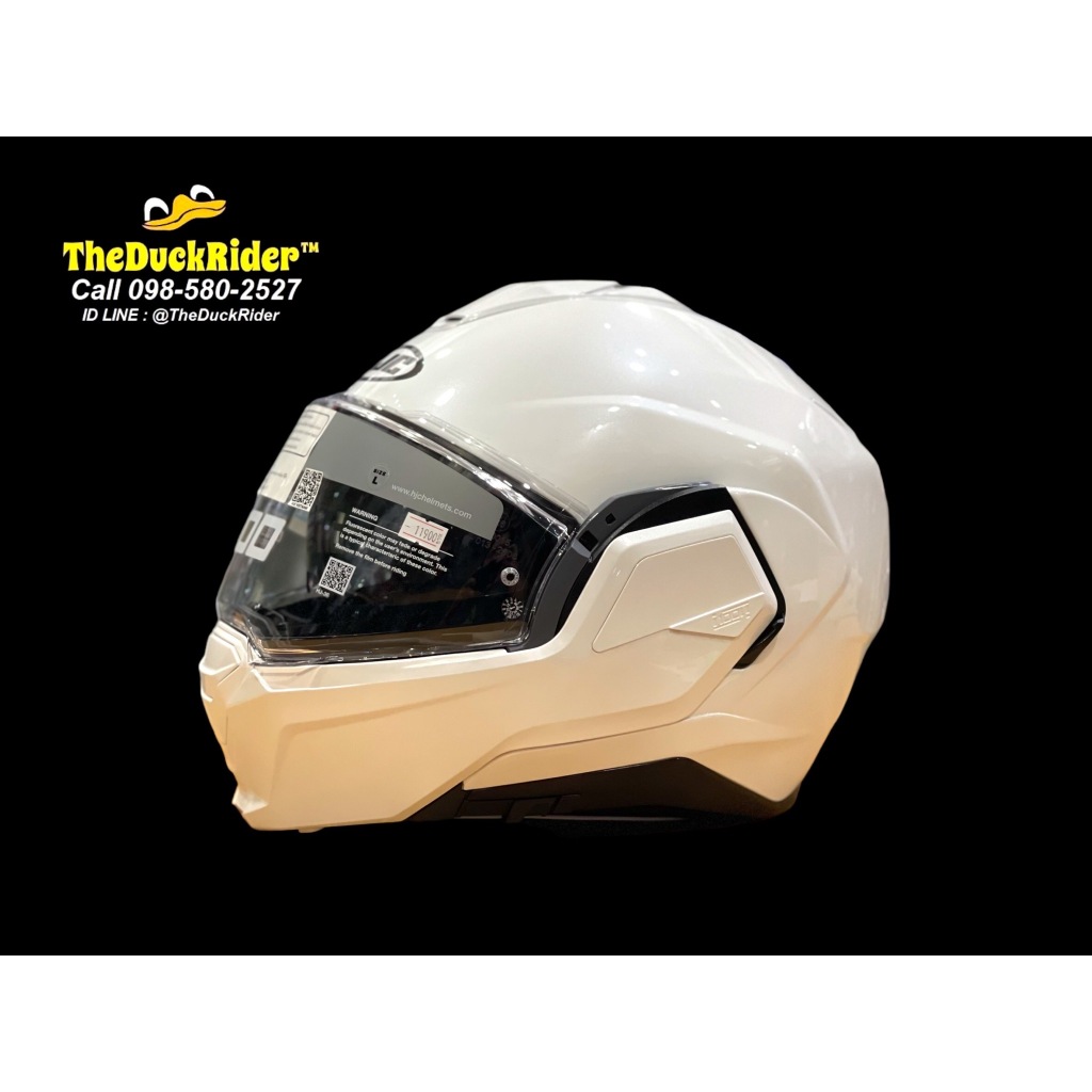 HJC i100 Modular Flip Up PEARL WHITE Glossy Black Open Chin New Design ...