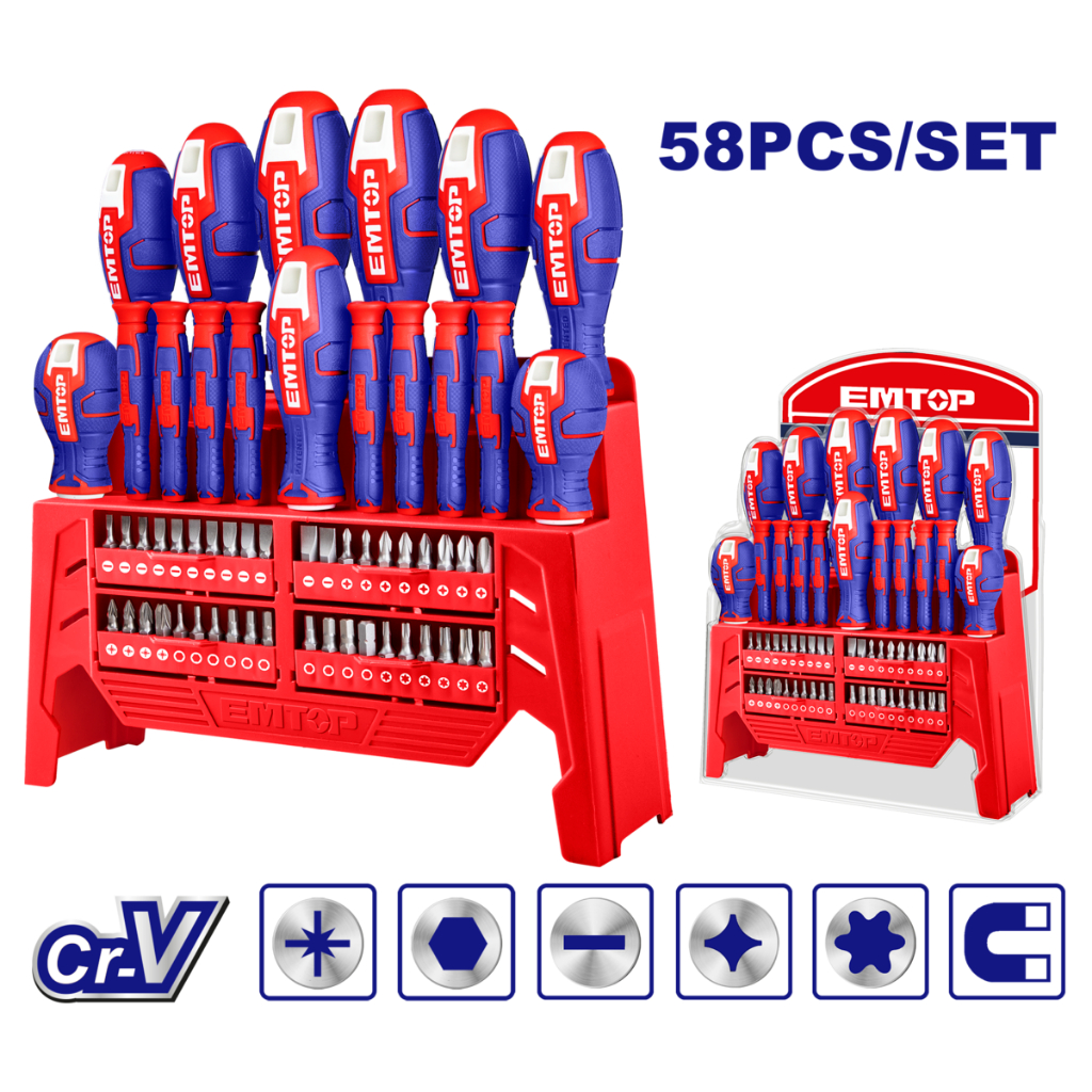 EMTOP 58PCS Screwdriver Set ESST5802 | Shopee Malaysia