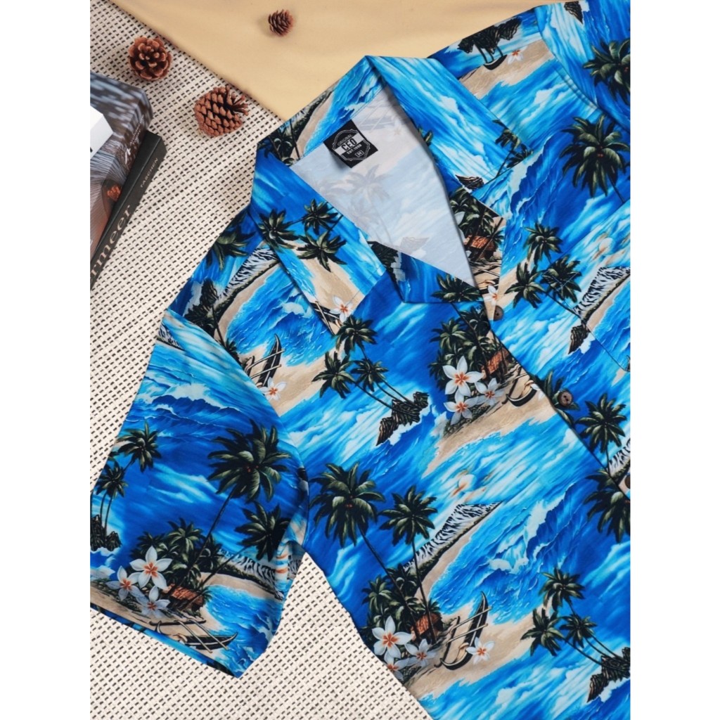 Hawaiian Shirt Italian Silk Sea View Pattern Summer Songkran Code C165 ...