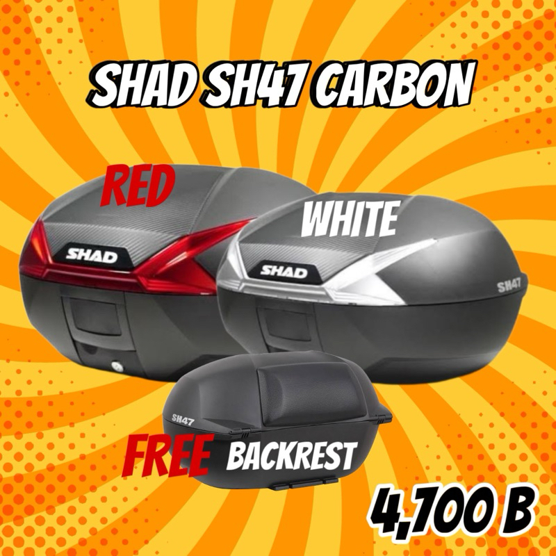 Shad SH47 Top Box 47 Liters Carbon Lid Free Back Seat | Shopee Malaysia