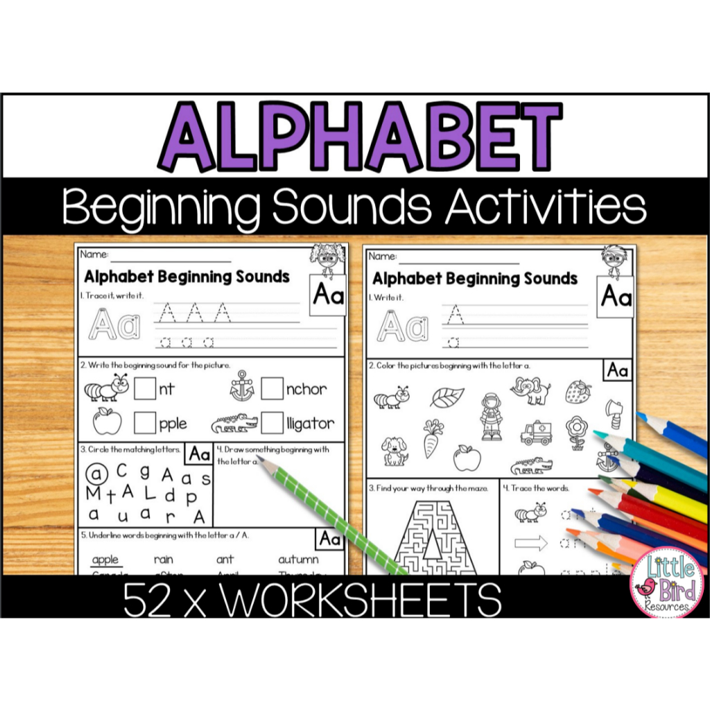 Worksheet Alphabet Beginning Sounds Letters A-Z | Shopee Malaysia