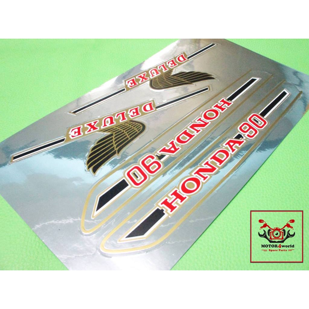 SUPER DELUXE BODY STICKER BROWN-BLACK SET Fit For HONDA C90 // Colour ...