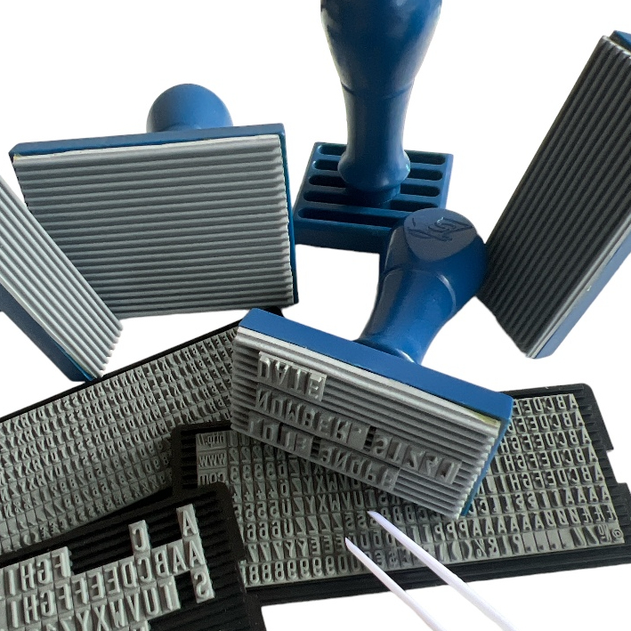 (Plastic Handle) Rubber Stamp Set With Grooved Base Plastic Handle Type ...