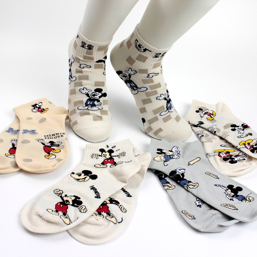 MICKEY MOUSE Cartoon Short Socks Set Of 5 Pairs With Waterproof ...