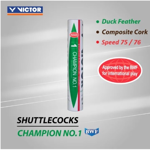VICTOR Badminton Shuttlecock CHAMPION NO.1 (BWF) Speed 75 76 ...