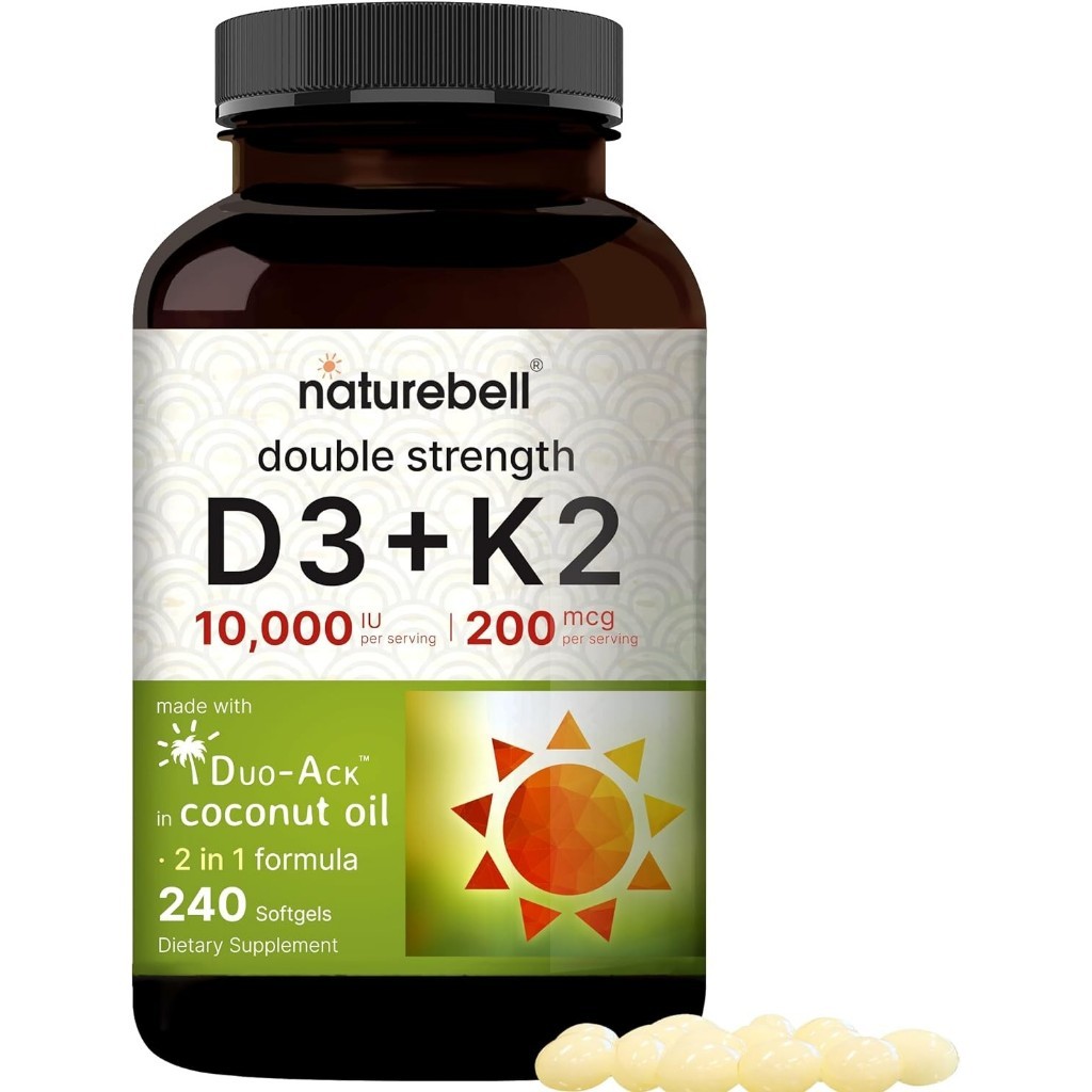NatureBell Store Vitamin D3 K2 (10 000 IU + 200mcg) 240 Softgels (Sku.3515) | Shopee Malaysia