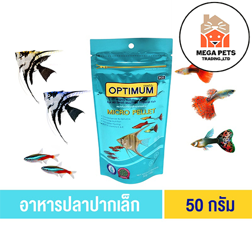 New Small Mouth Fish Food OPTIMUM Micro Pellet 50 g. Guppy Neon Tail ...