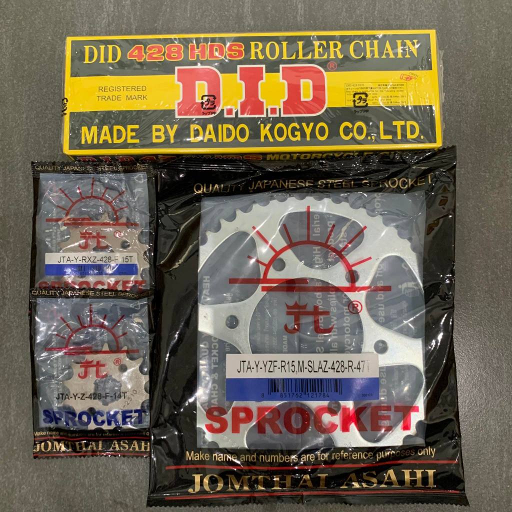 Complete Set Of Sprocket Sun + DID Chain YAMAHA YZF-R15/M-SLAZ No. 428 ...