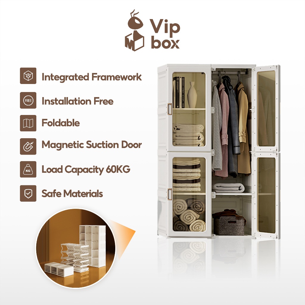 VIPBOX 8-Compartment Wardrobe 120cm Multi-Purpose Clothes Storage Rack ...