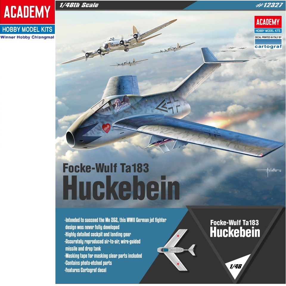 Academy 12327 Focke-Wulf Ta183 Huckebein scale 1/48 Airplane Model ...