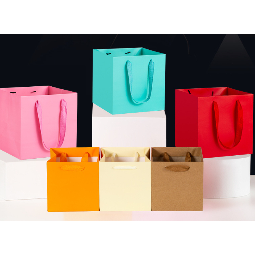 Flower Colorful Wide Bottom Paper Bag Cake Box Available In Many Sizes ...
