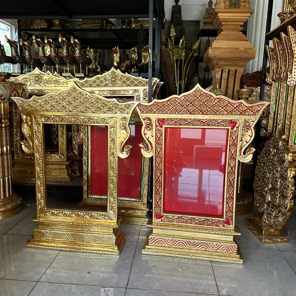 Sign Frame A3 Teak Wood Carved Pikul Flower Vertical 2 Colors Width 57 ...
