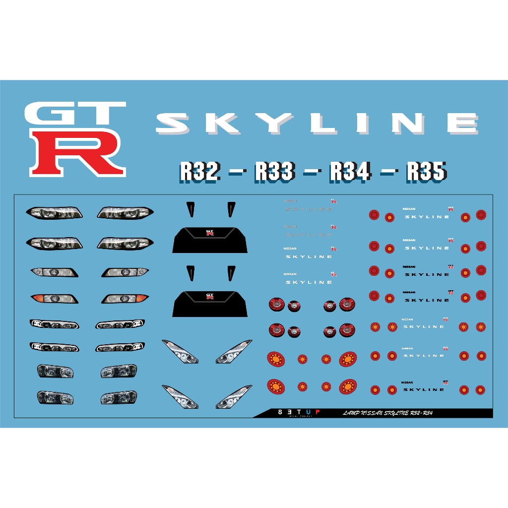 Water decal Headlight Taillight Nissan R33 R34 R35 GTR skyline ...