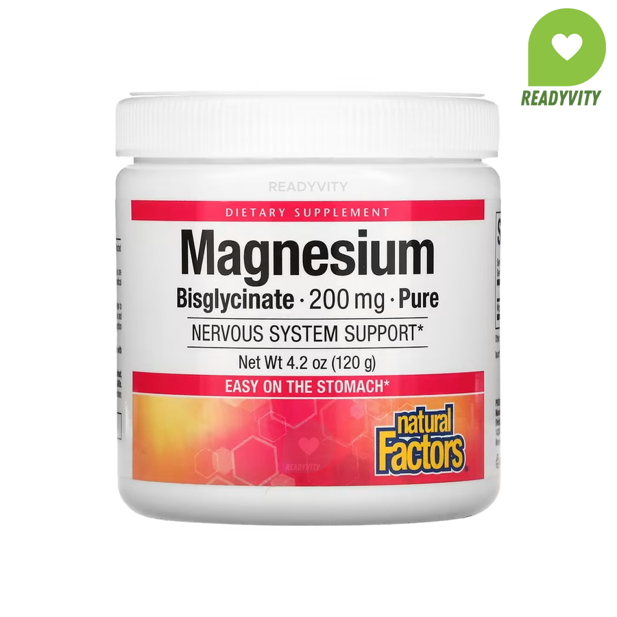 Natural Factors Magnesium Bisglycinate Pure 200 mg 4.2 oz (120 g ...
