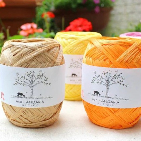 Raffia HAMANAKA Eco-Andaria Silk Made in JAPAN Crochet Yarn Benang Kait ...