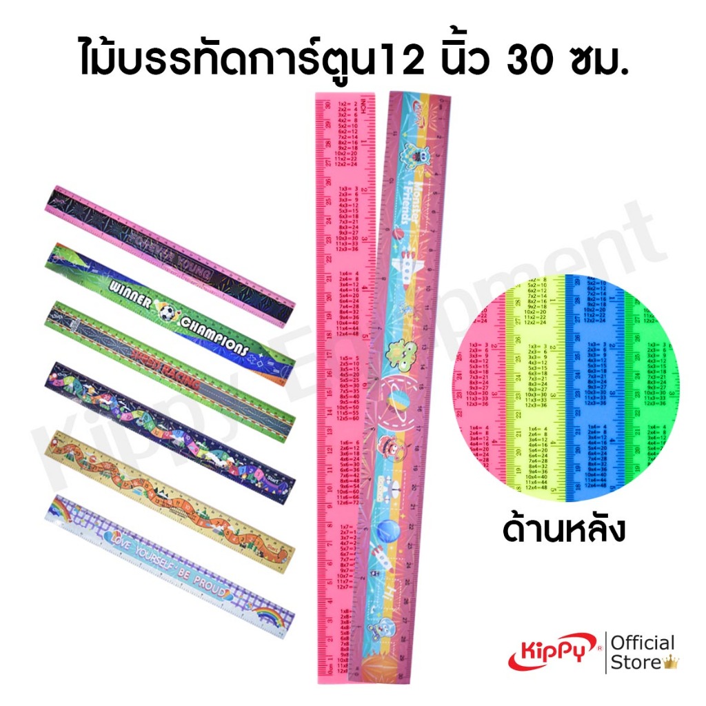Cartoon ruler 12 Inches 30 Cm. KIPPY Has A Multiplication Table In The ...