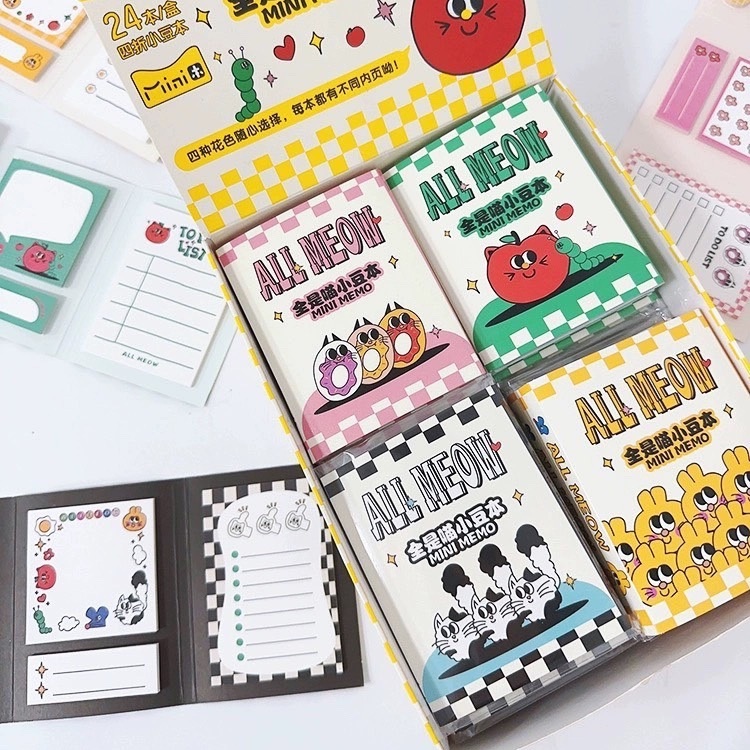 Self-Adhesive Post-It Sticky Notes All Meow Cute Cat Pattern Great ...