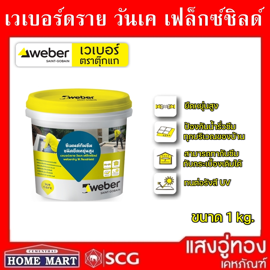 Weberdry One K Flexshield Cement Waterproofing 1 Kg (Grey) | Shopee ...
