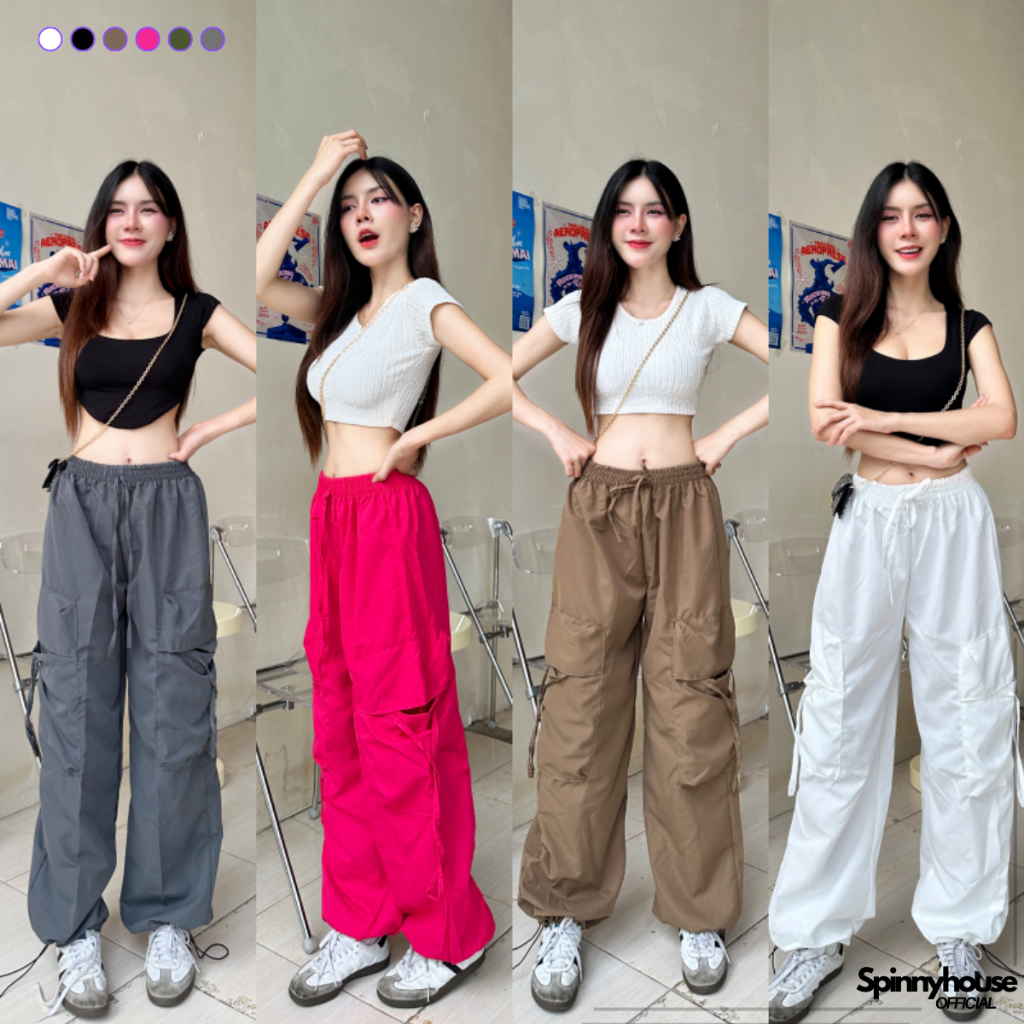 SpinnyHouse Straight-Leg Pants Cargo With Drawstring Legs Comfortable ...