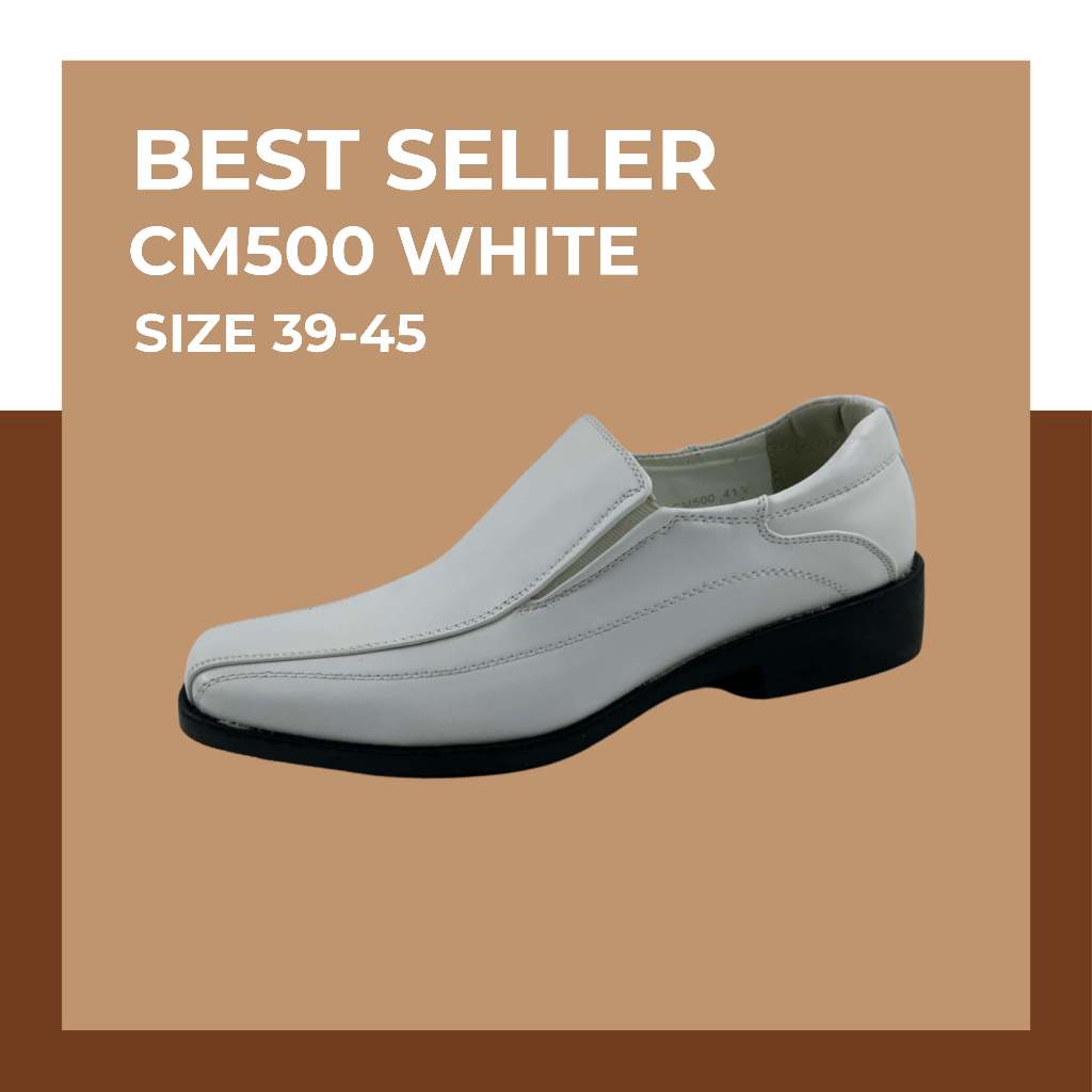 CSB Men's White Leather Shoes CM500 Size 39-45 | Shopee Malaysia