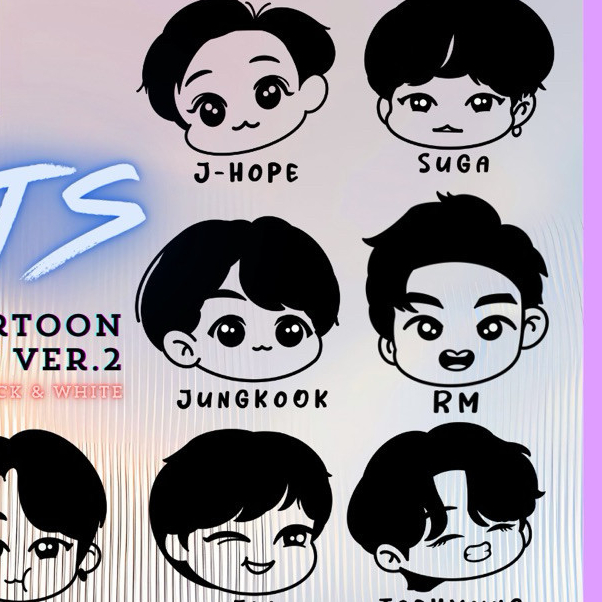 sticker Digging Waterproof BT S? Member (BT members cute emoji V2 Vinyl ...