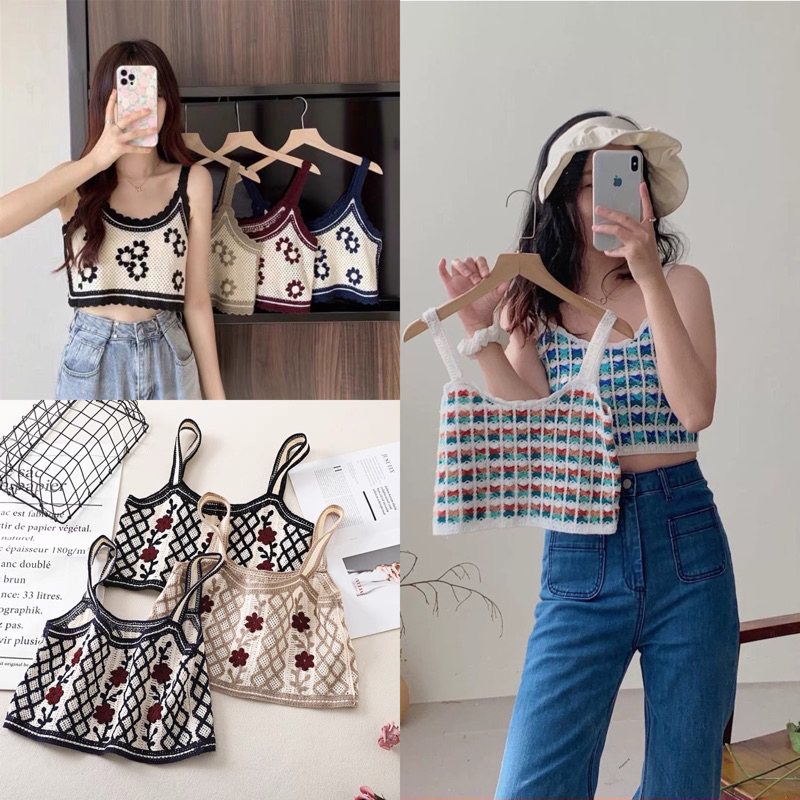 Single-Breasted Crop Top Korean Style Embroidered Single Line | Shopee ...