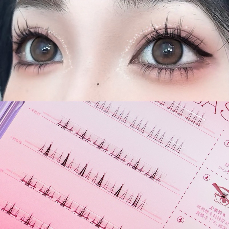 C-10 BQI 3D Lower Eyelashes Bouquet Type Self-Adhesive D curl Natural ...