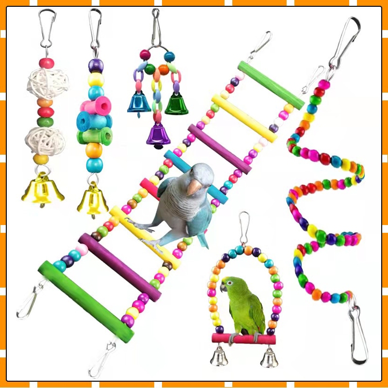 Parrot toy bird Ladder Swing House Stand Rope Training Loop Basketball ...